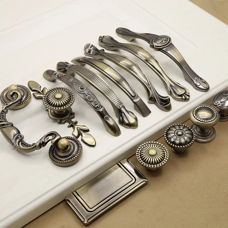Retro Bronze Cabinet Handles - Antique Metal Kitchen Door Pulls and Wa ...